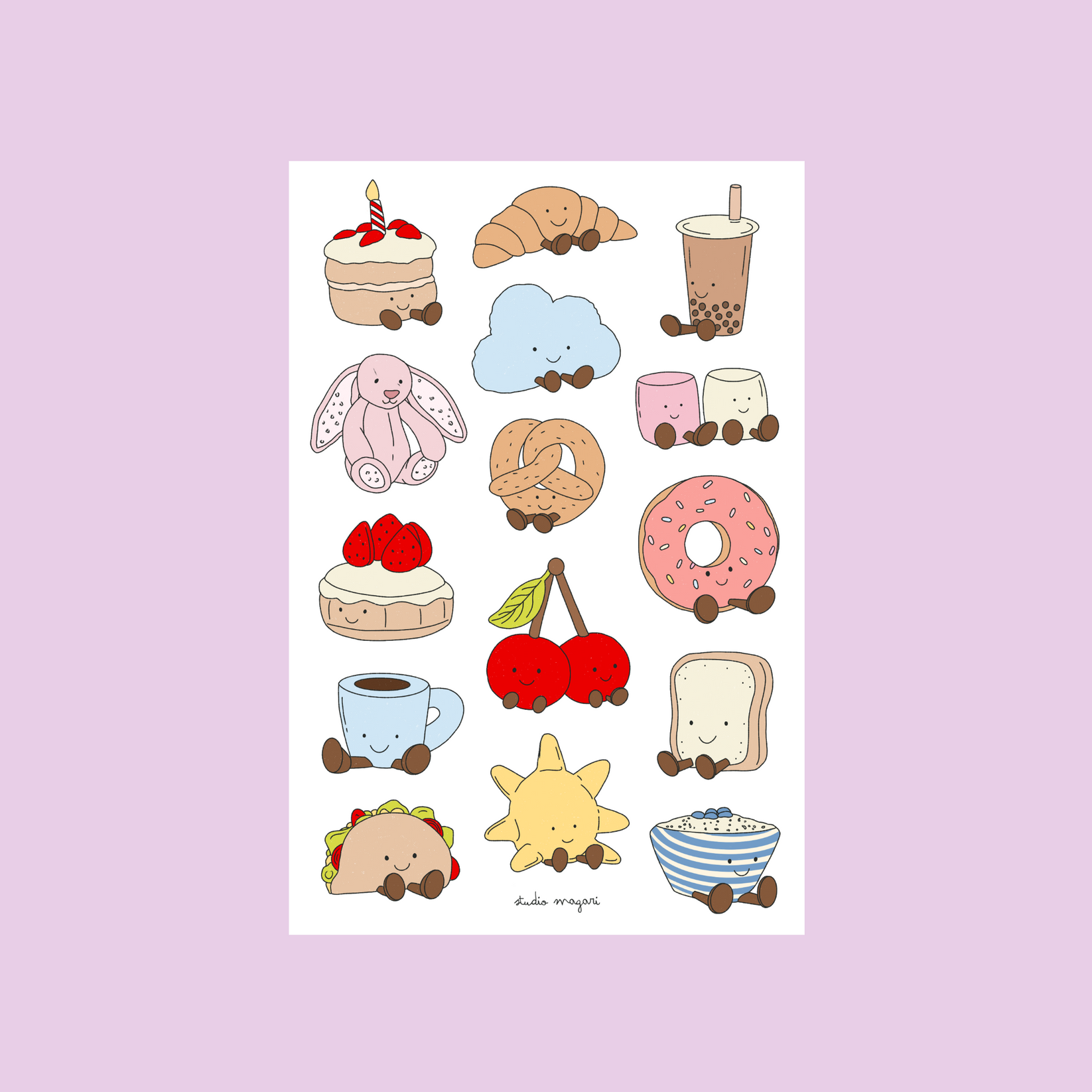 jellycat sticker sheet – studio magari