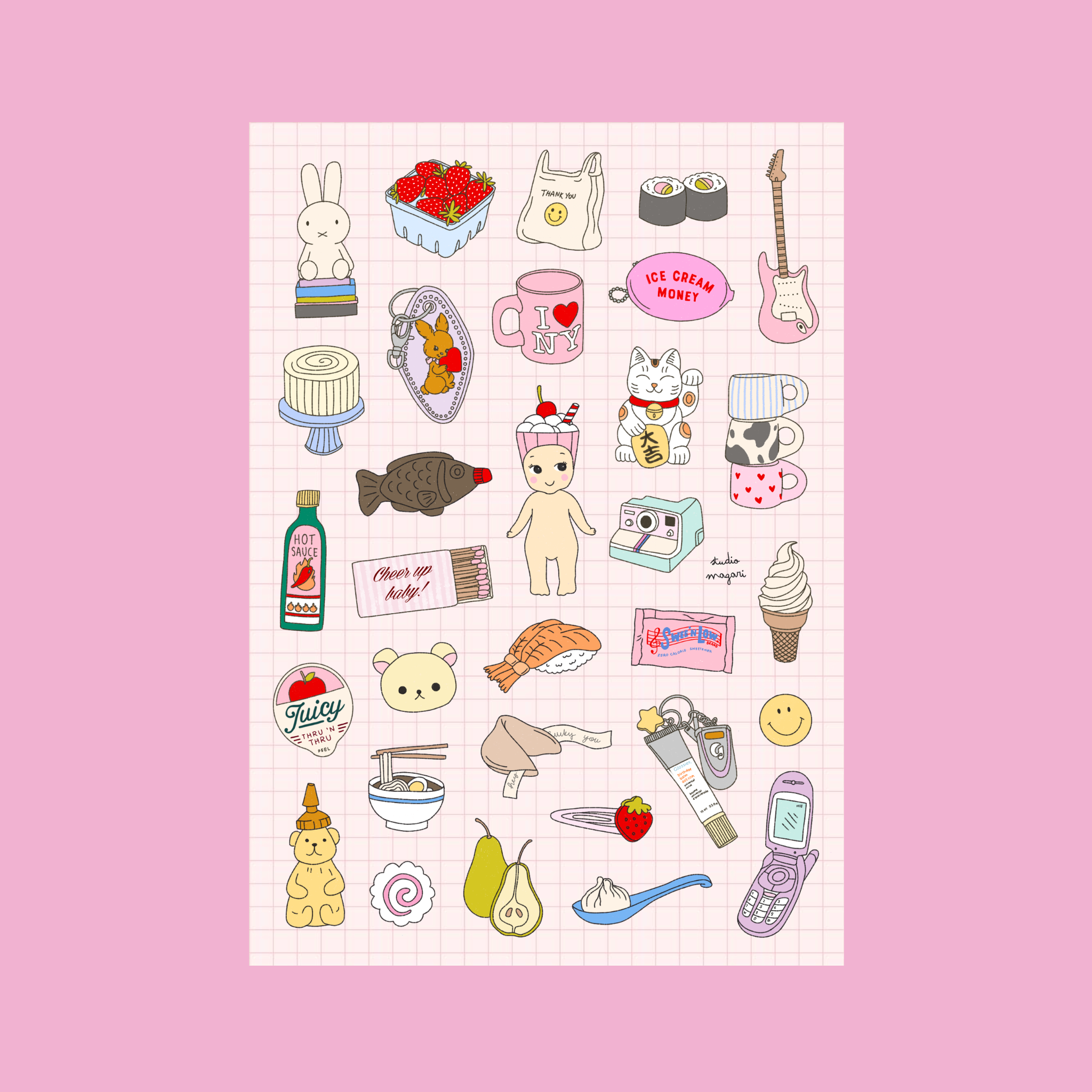 trinket girl sticker sheet – studio magari